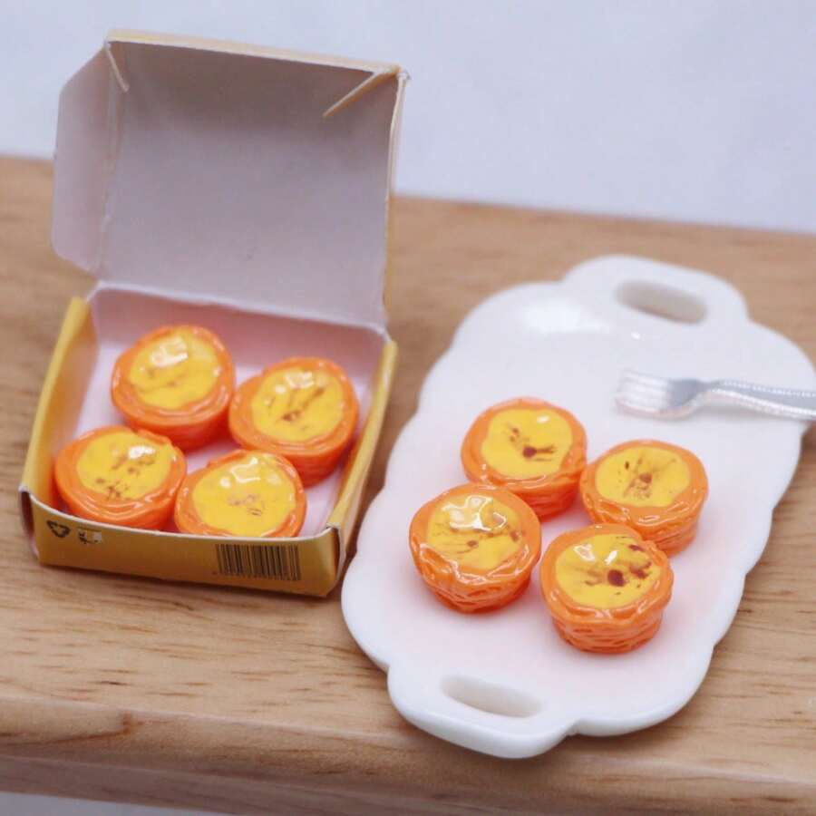 2 Boxes Mini Realistic Egg Tart, Miniature Food Prop Model Accessories ...