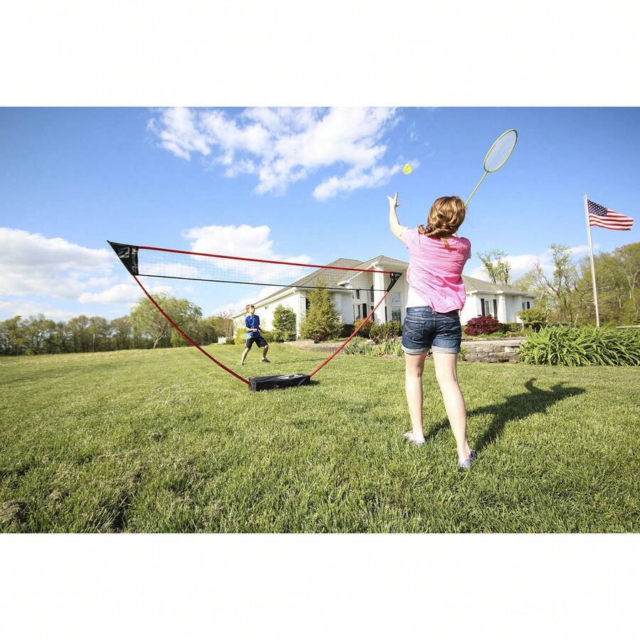 Zume Games Portable Badminton Set With Freestanding Base Sets Up On Any ...