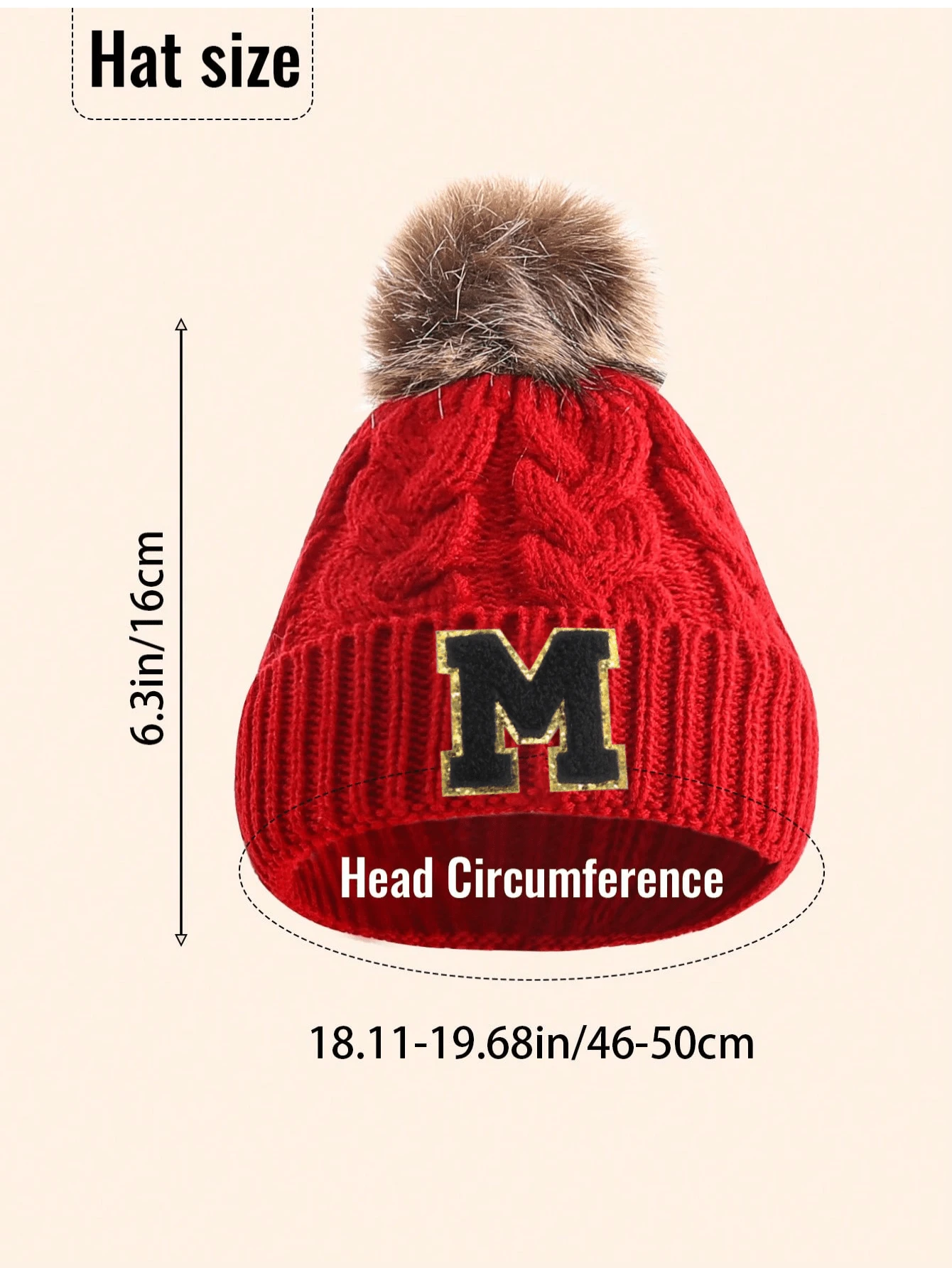 1 pieza Gorro tejido personalizado con pompón de 26 letras para bebé ...