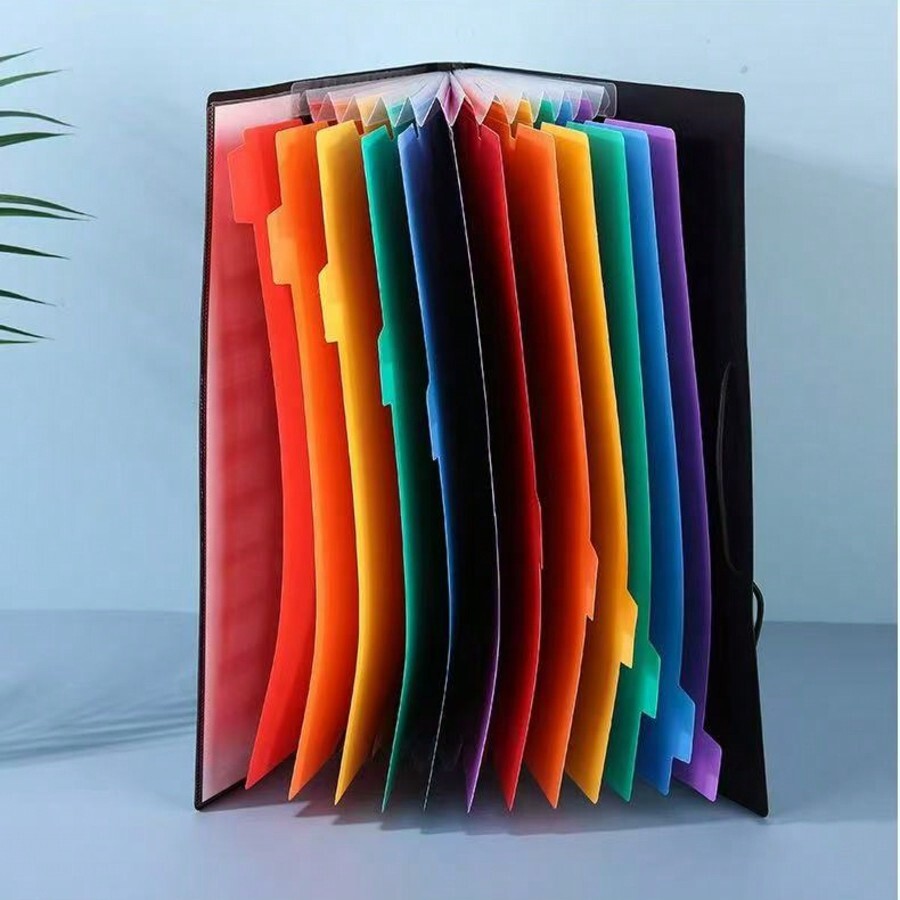 A4 Expanding File Folder With 12 Pockets - Portable Durable PP Desktop ...