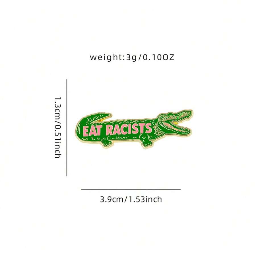 EAT RACISTS Cartoon Crocodile Enamel Pin Custom Decorative Brooches Ornaments Lapel Bag Badges ...