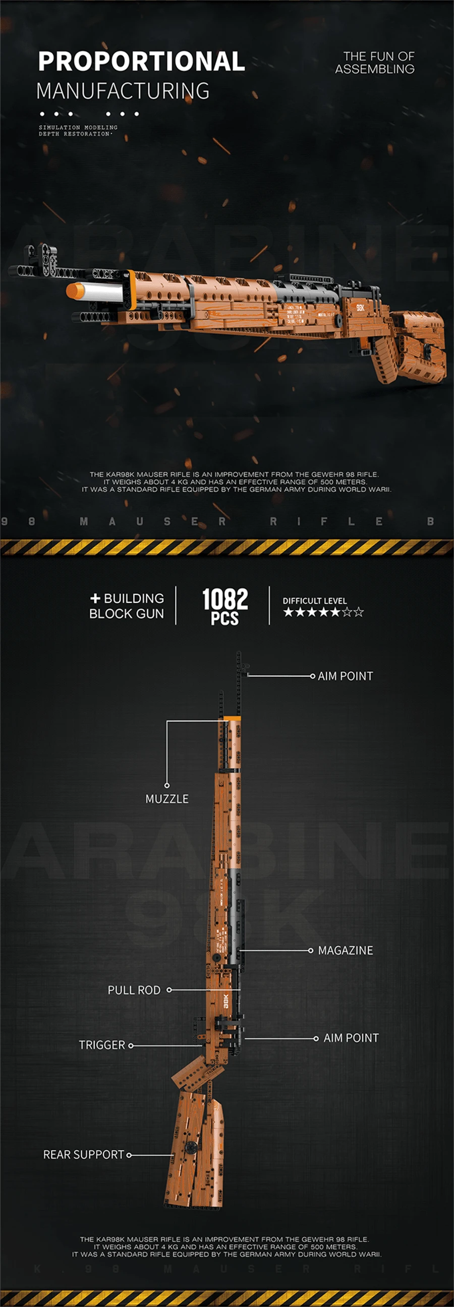 Creative Kar98K Sniper Rifle Military Weapon Building Blocks, Super ...