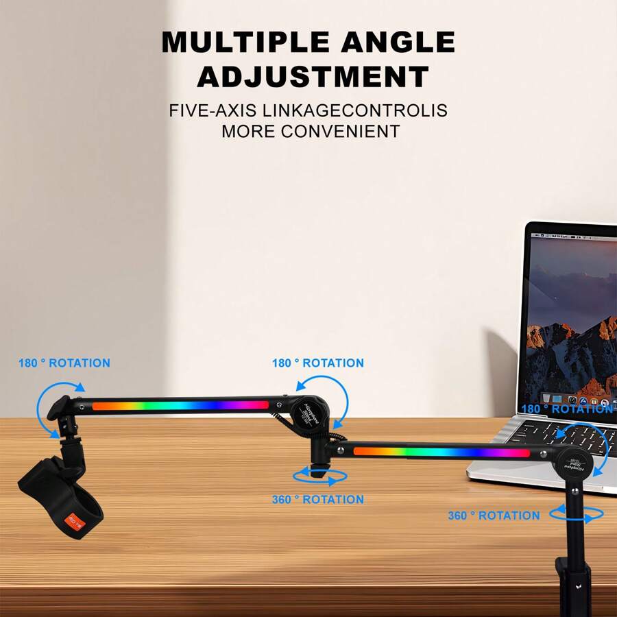 RGB Boom Arm Mic Arm With RGB Light, Adjustable More Light Modes ...