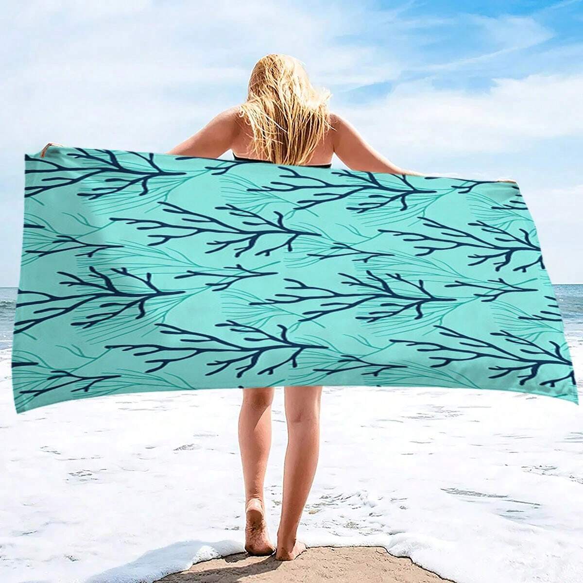 Marine Life Pattern, Ultra-Fine Fiber Beach Towel, Fast Drying ...