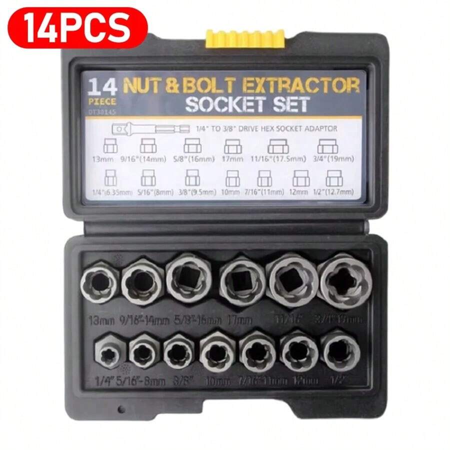 14 Pieces Impact Damaged Bolt Removal Tool & Nut Remover Set Alloy ...