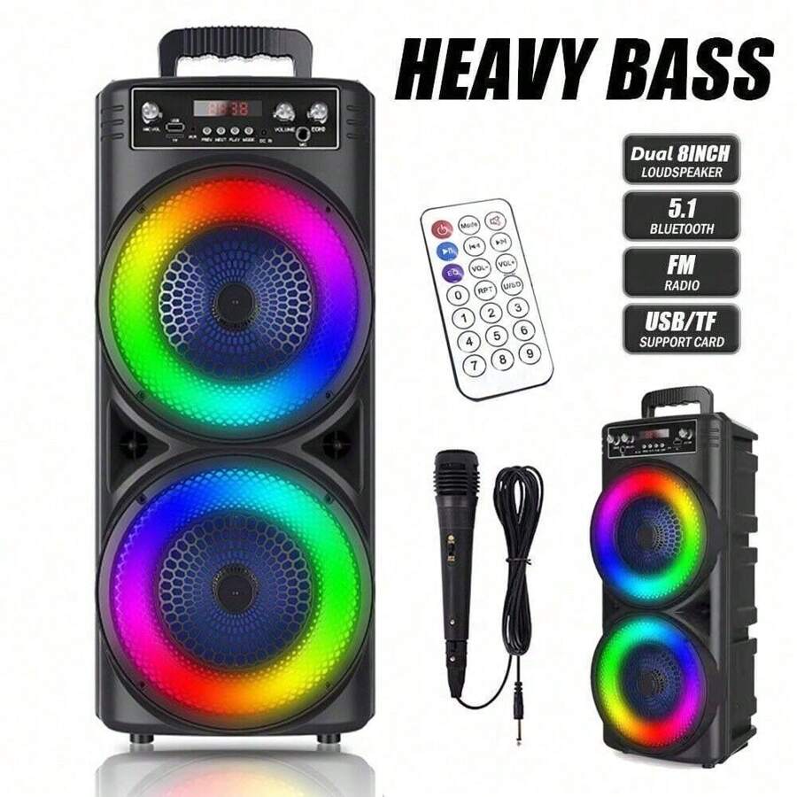 6000W Portable Speaker Party Bass Stereo Dual Speaker Subwoofer Dual 8 ...