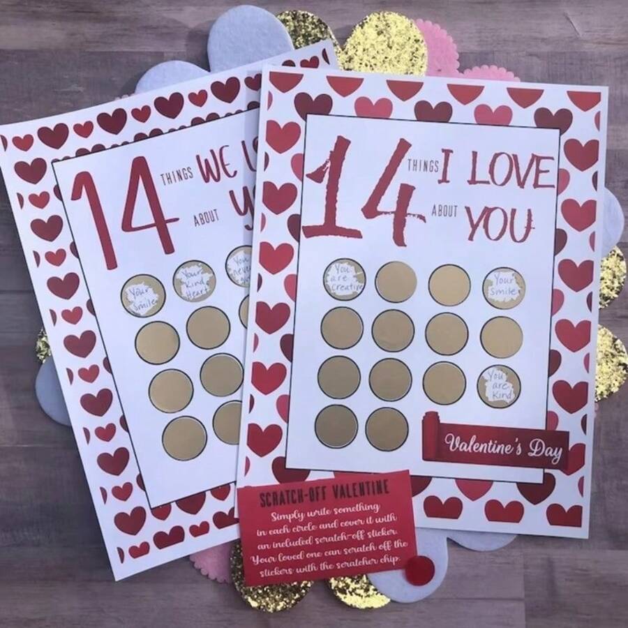 14 Things Love Things Valentine's Day Scratch-Off Print Romantic ...