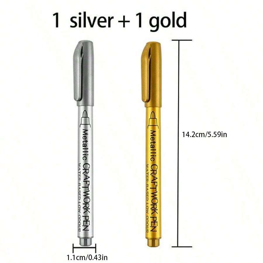 2pcs Waterproof Gold And Silver Markers, Firm Marking, Quick Drying ...