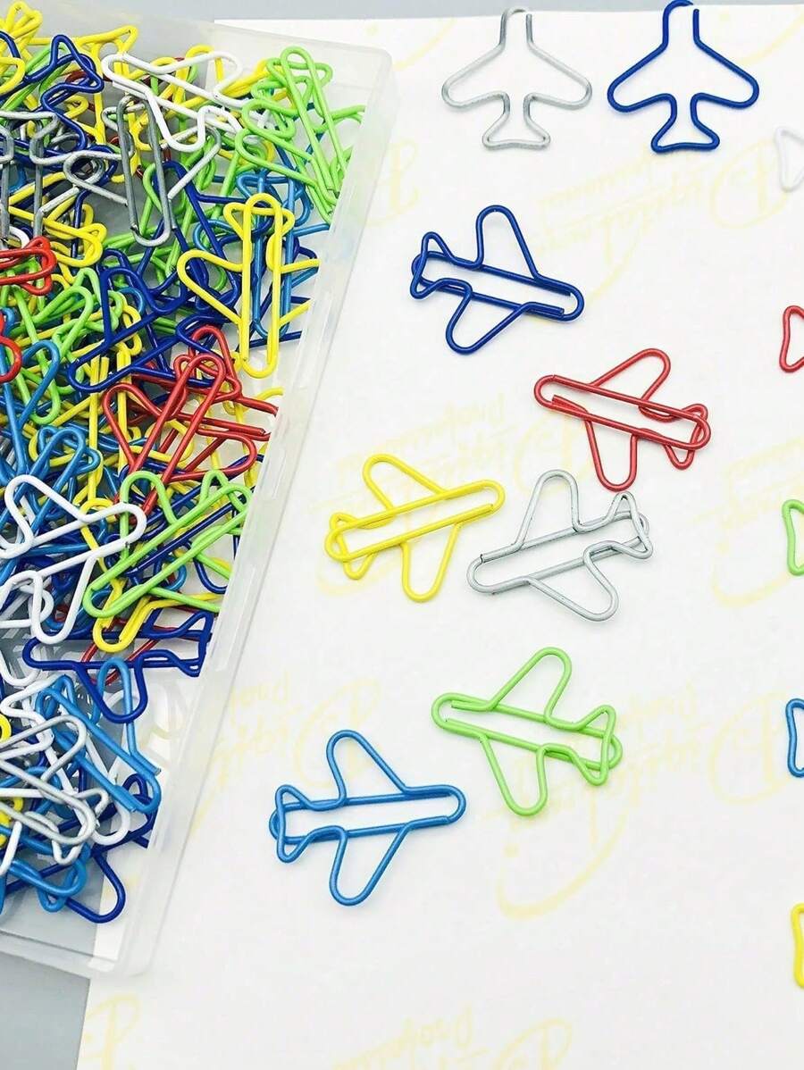 10/30/80pcs Airplane Shape Clips 6 Colors Mixed, Metal Paper Clip Clips ...
