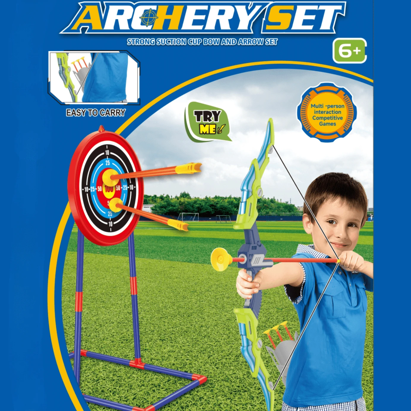 Large Kids' Archery Set Toy, Shooting Bow And Arrow Safety Soft-Tipped ...