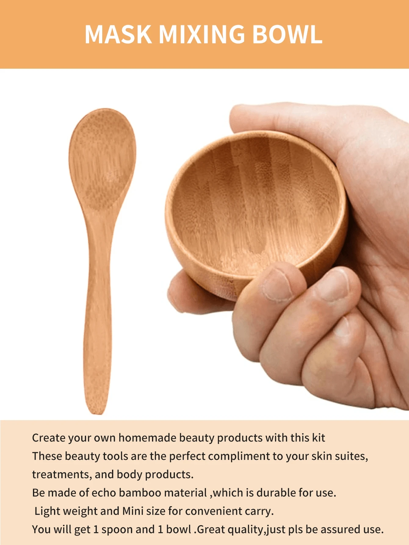 2-Piece Bamboo Mask Bowl Set: Mini Mask Mixing Bowl, DIY Mask Tool Bowl ...