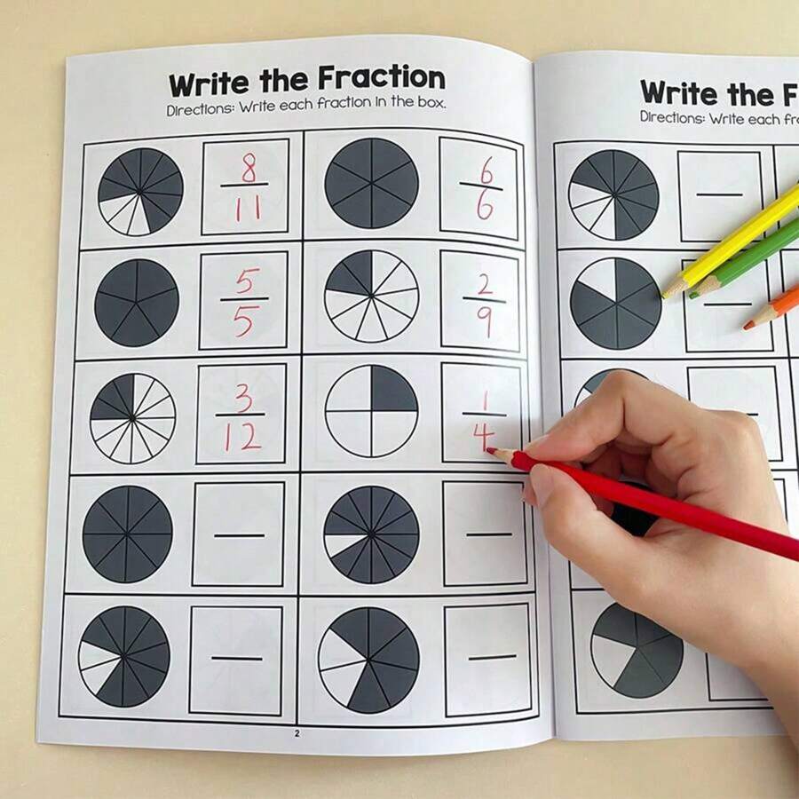 24-Page Fraction Learning Workbook For Kids 6-12 Years - Interactive ...