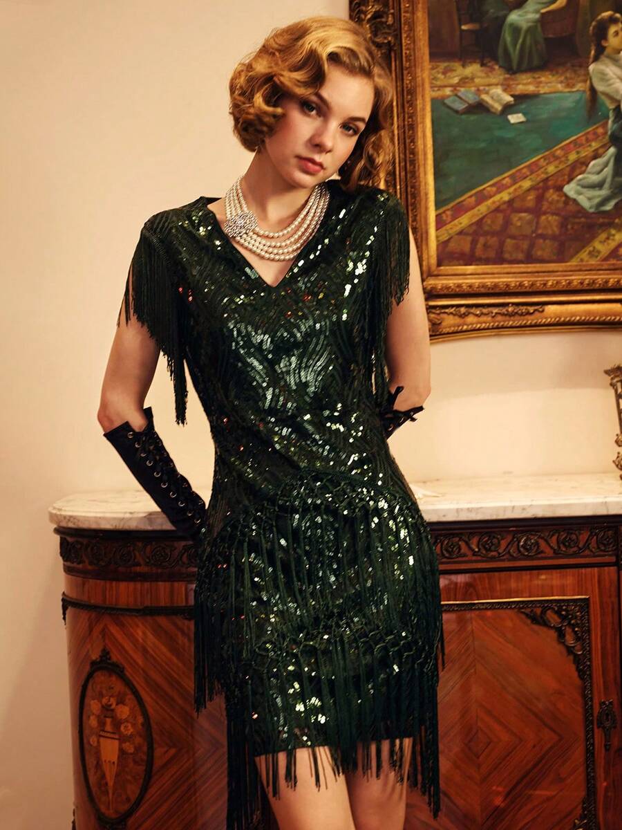 BABEYOND 1920s Flapper Dress Long Fringed Gatsby Dress Roaring 20s ...