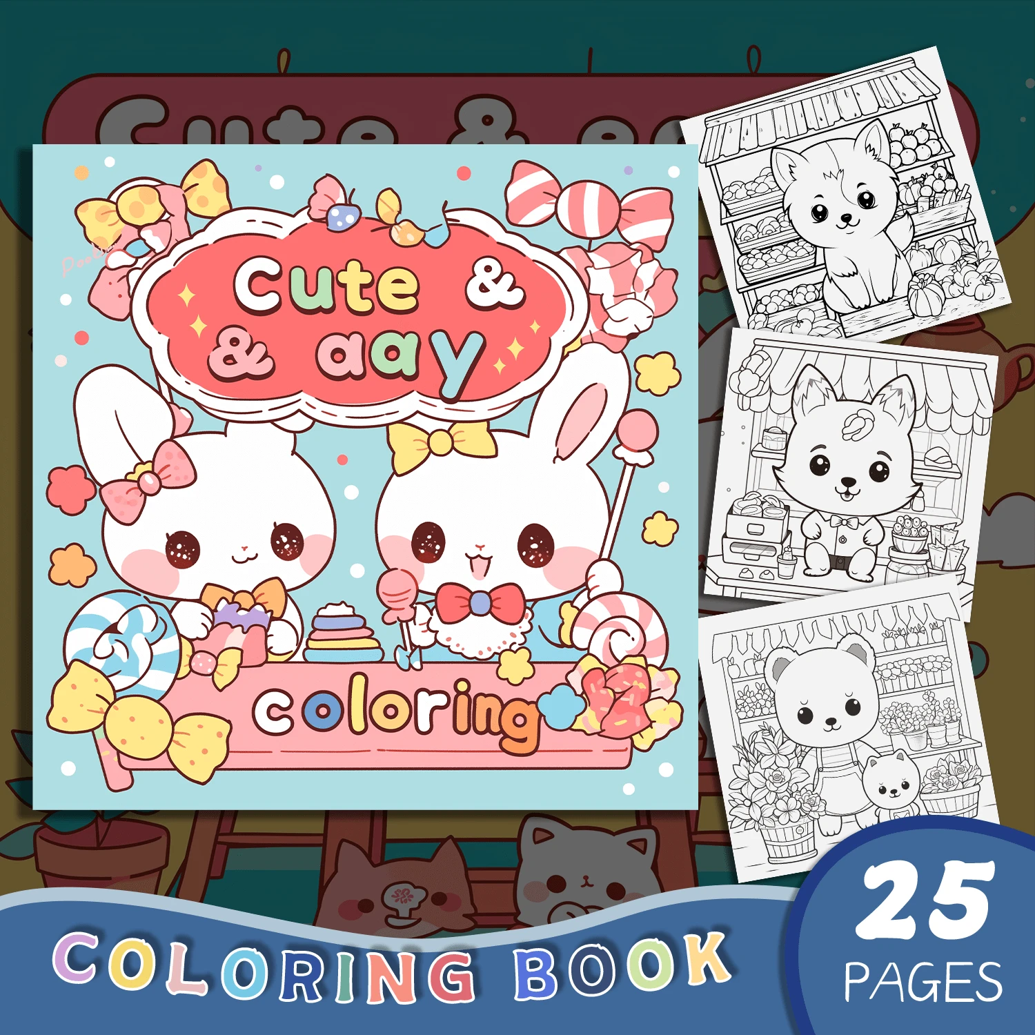 1 PC Cartoon Theme Coloring Book - 25 Anxiousness-Relieving Coloring ...