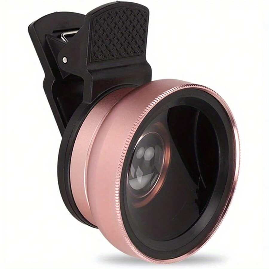 1pc 2-In-1 Clip-On Cell Phone Camera Lens Kit, 37mm 0.45X Glass Ultra Wide Angle & Macro Lens ...