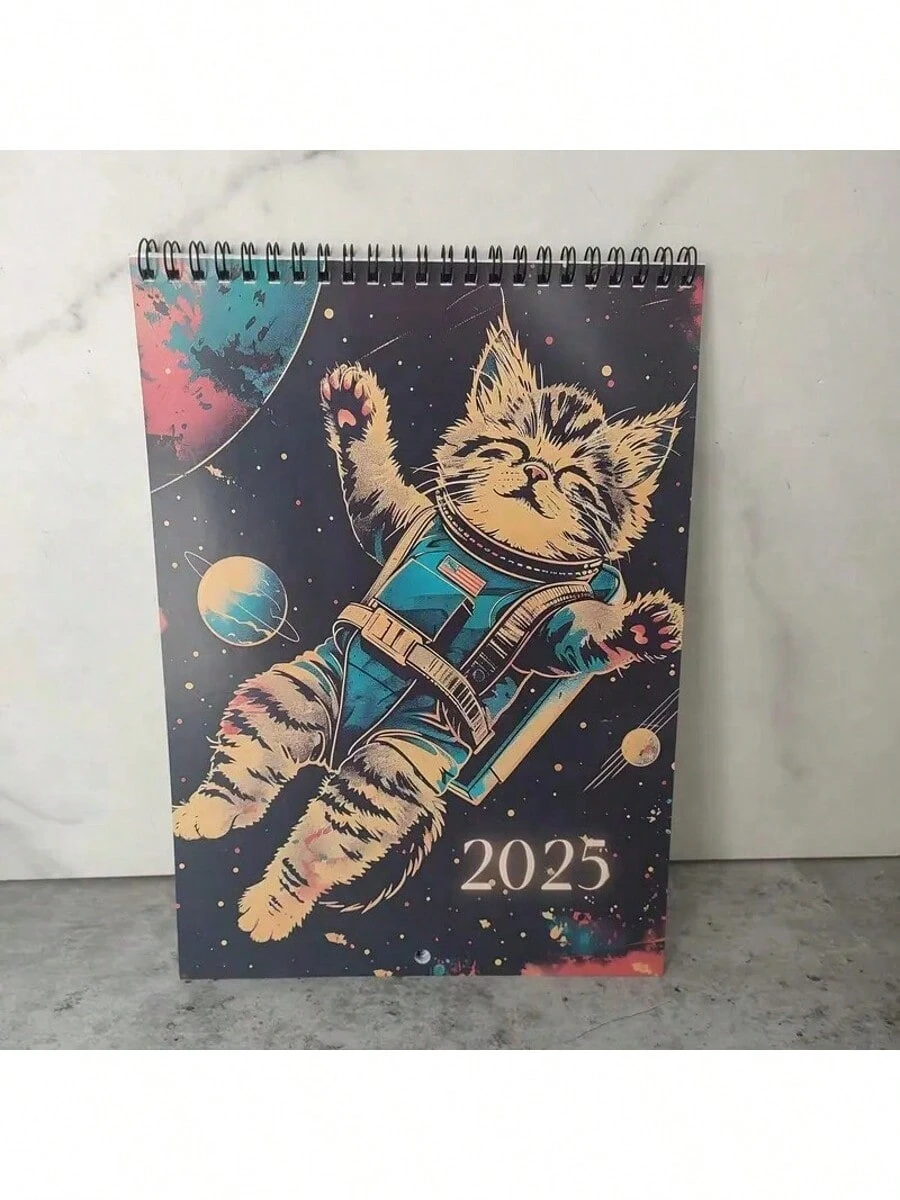 Happy New Year! 2025 Cute Space Cat Desktop Calendar - Adorable Kitten ...
