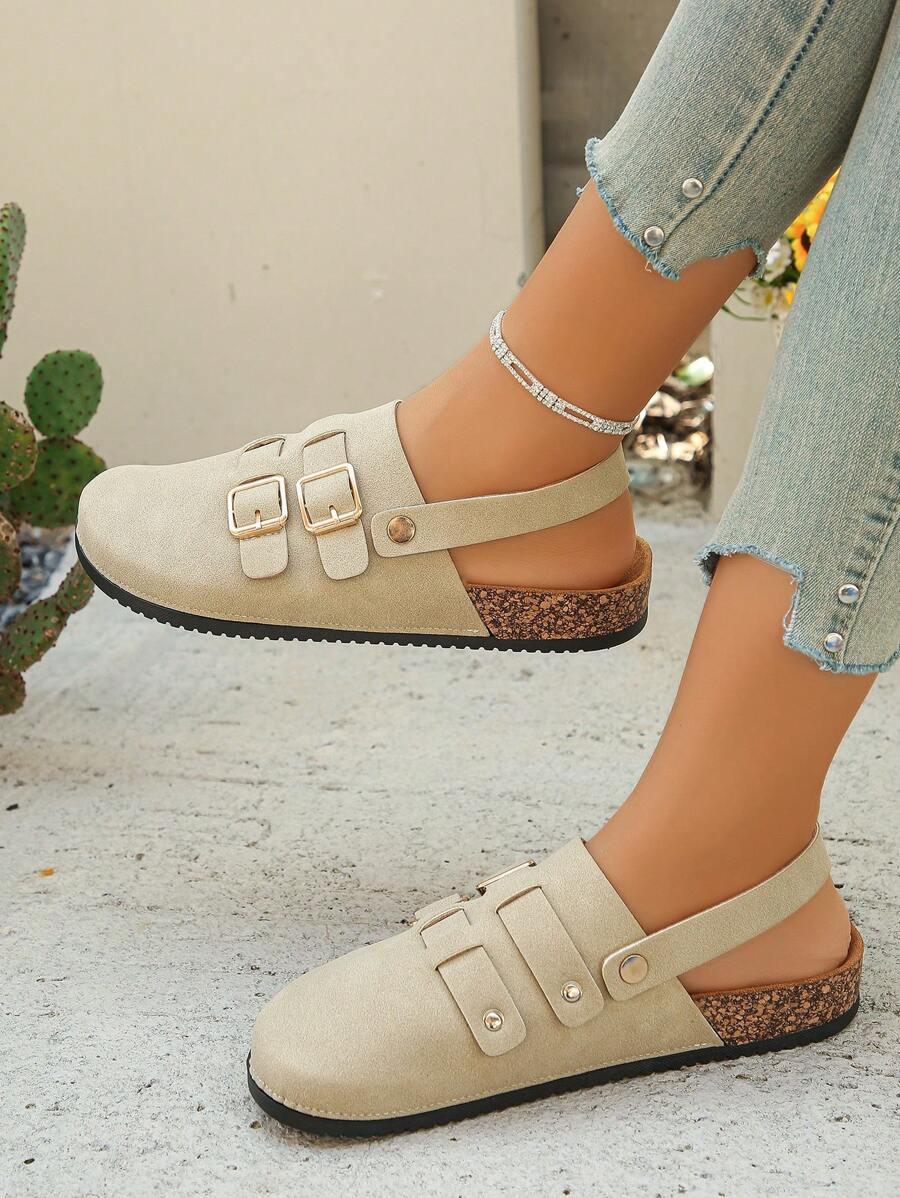 Wide Width Women Slip On Sandals, Casual Comfortable Flat Backless ...