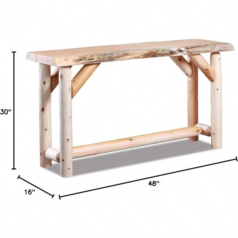 LIUFENTTY Rustic Log Live Edge Sofa Table Wood Pine And Cedar (Honey Pine) Entryway Table - Log ...