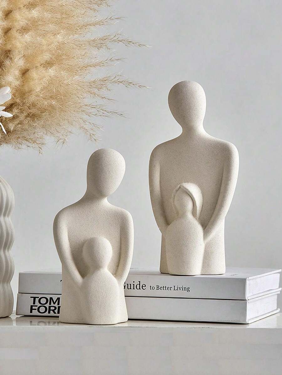 1pc Modern Minimalist Abstract Parent-Child Figure Sculpture, Intimate ...
