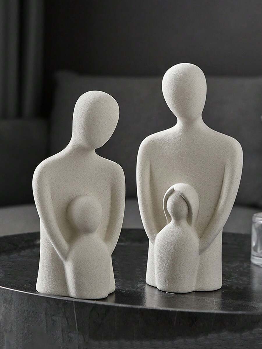 1pc Modern Minimalist Abstract Parent-Child Figure Sculpture, Intimate ...