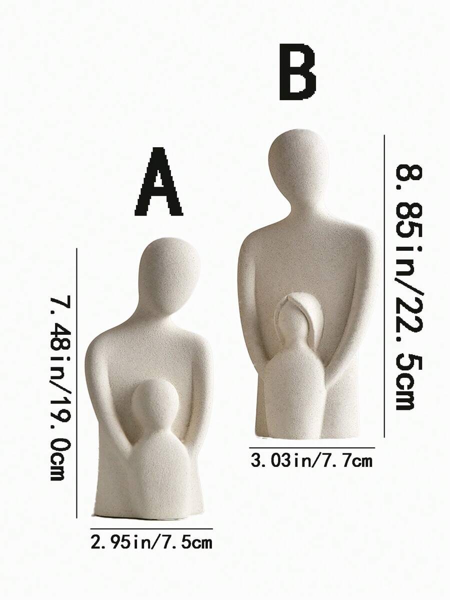 1pc Modern Minimalist Abstract Parent-Child Figure Sculpture, Intimate ...