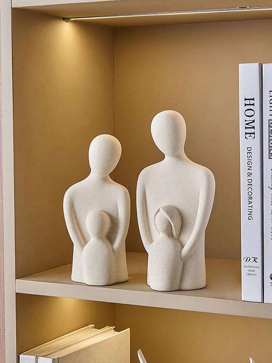 1pc Modern Minimalist Abstract Parent-Child Figure Sculpture, Intimate ...