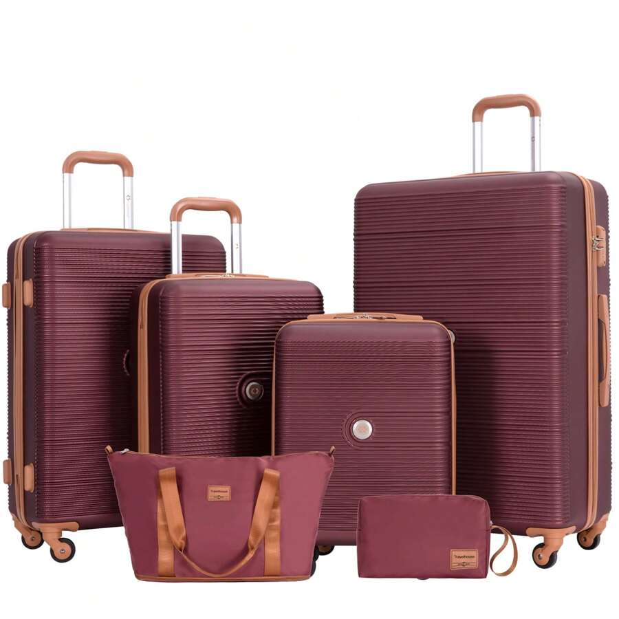 Travelhouse 6 Piece Hardshell Luggage Set Hardside Lightweight Suitcase ...