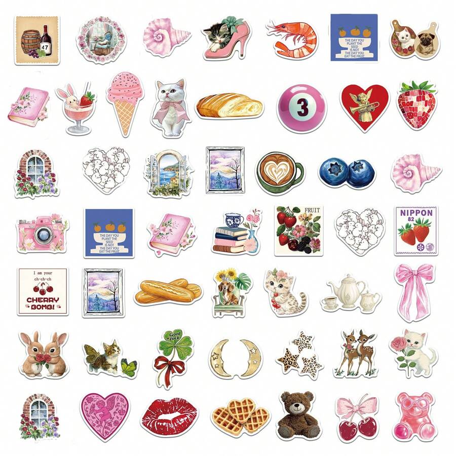 50Pcs Y2k Stickers Aesthetic Stickers Y2k Pink Stickers Aesthetic 2000s ...