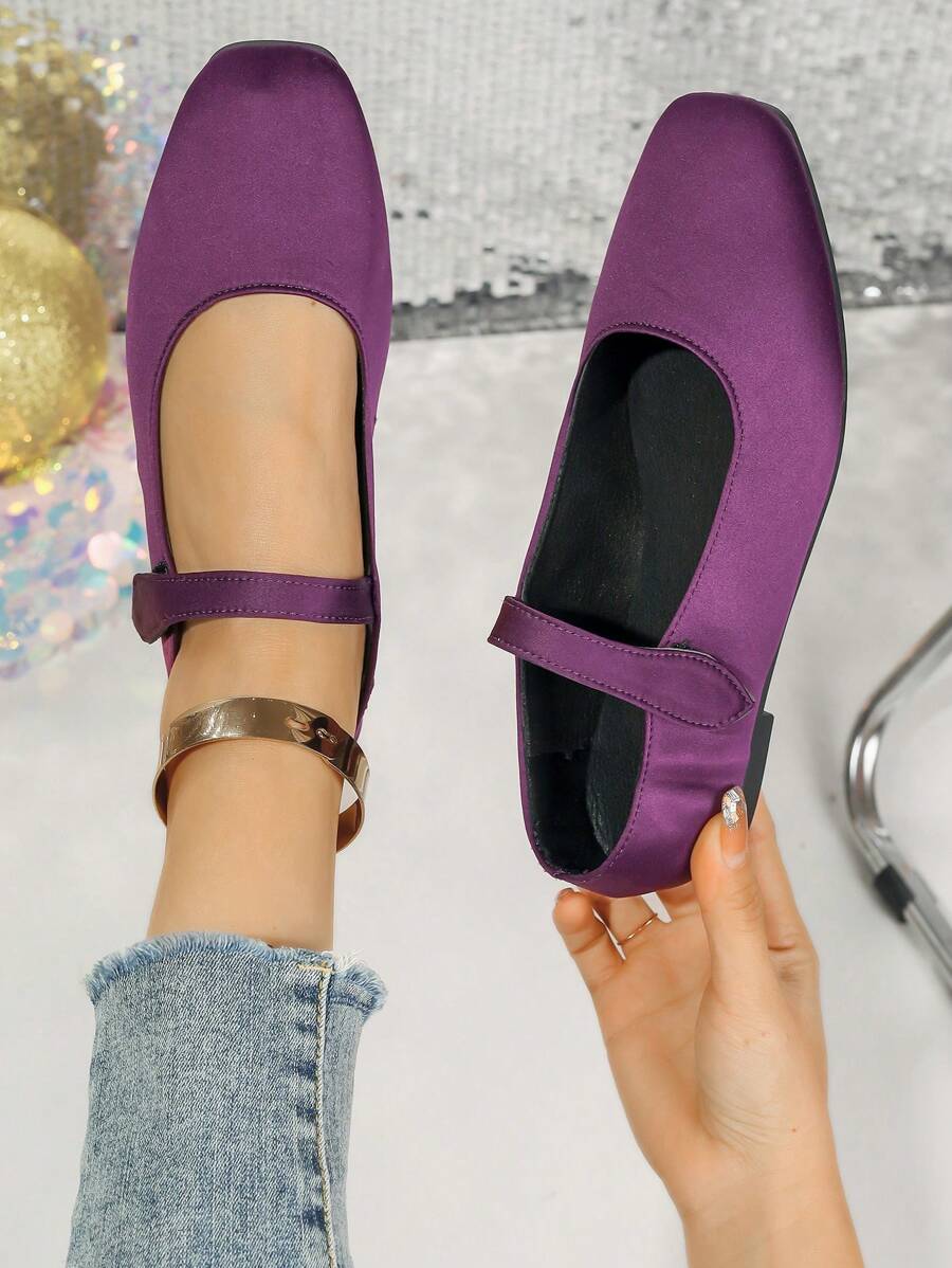 Women's Fashion Square Toe Slip-On Comfort Ballet Flats, Wide Width ...