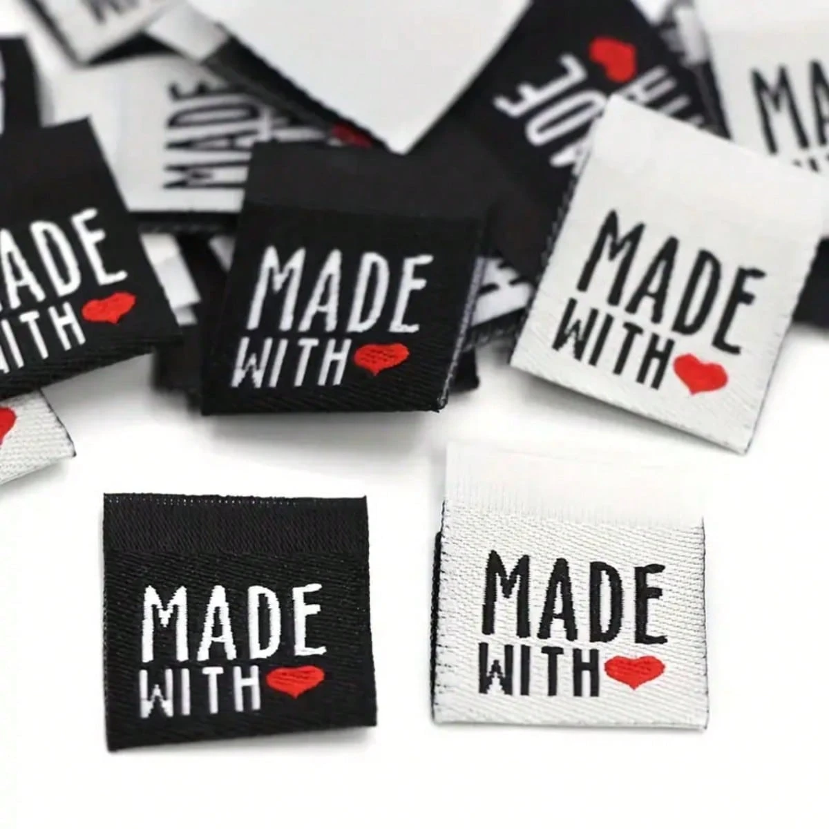 50 Made With Love Folded Clothing Woven Labels Clothing Collar Labels ...