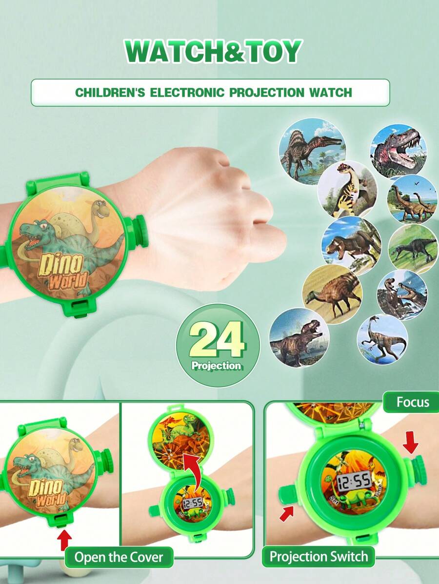 MINGRUI Children's 3D Cartoon Character 24-Type Projection Watch ...