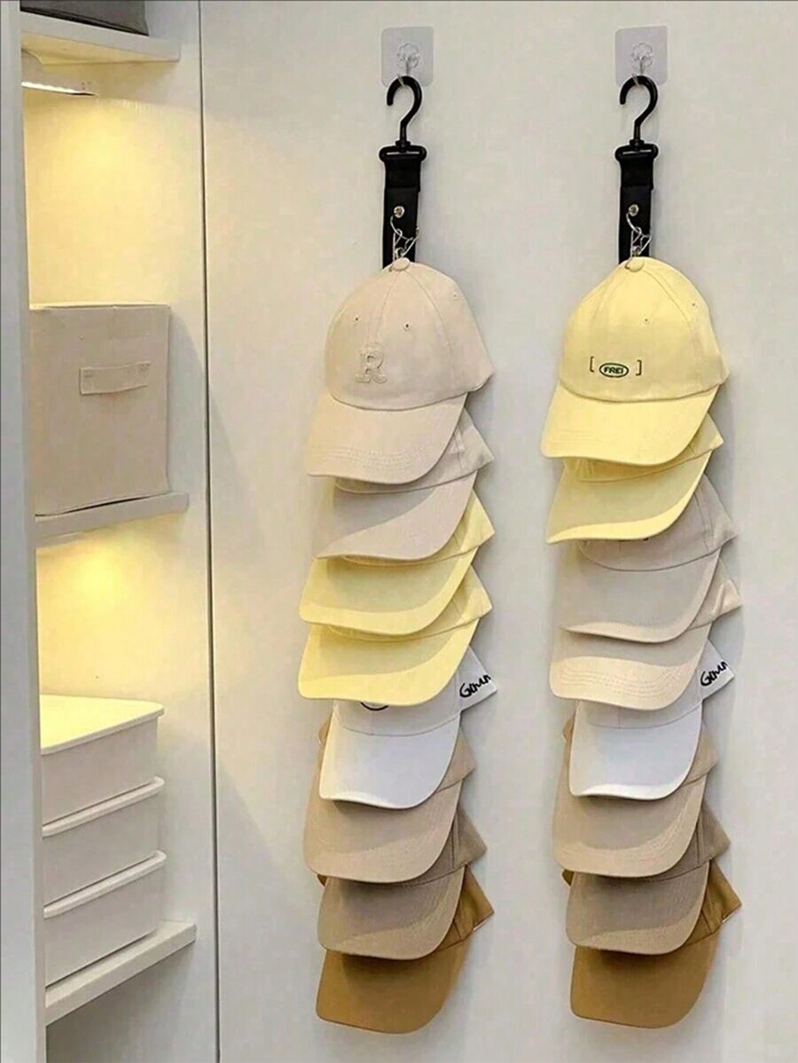 Hanging Hats Organizer Rack, With Multiple Clips And Hooks Clothes ...