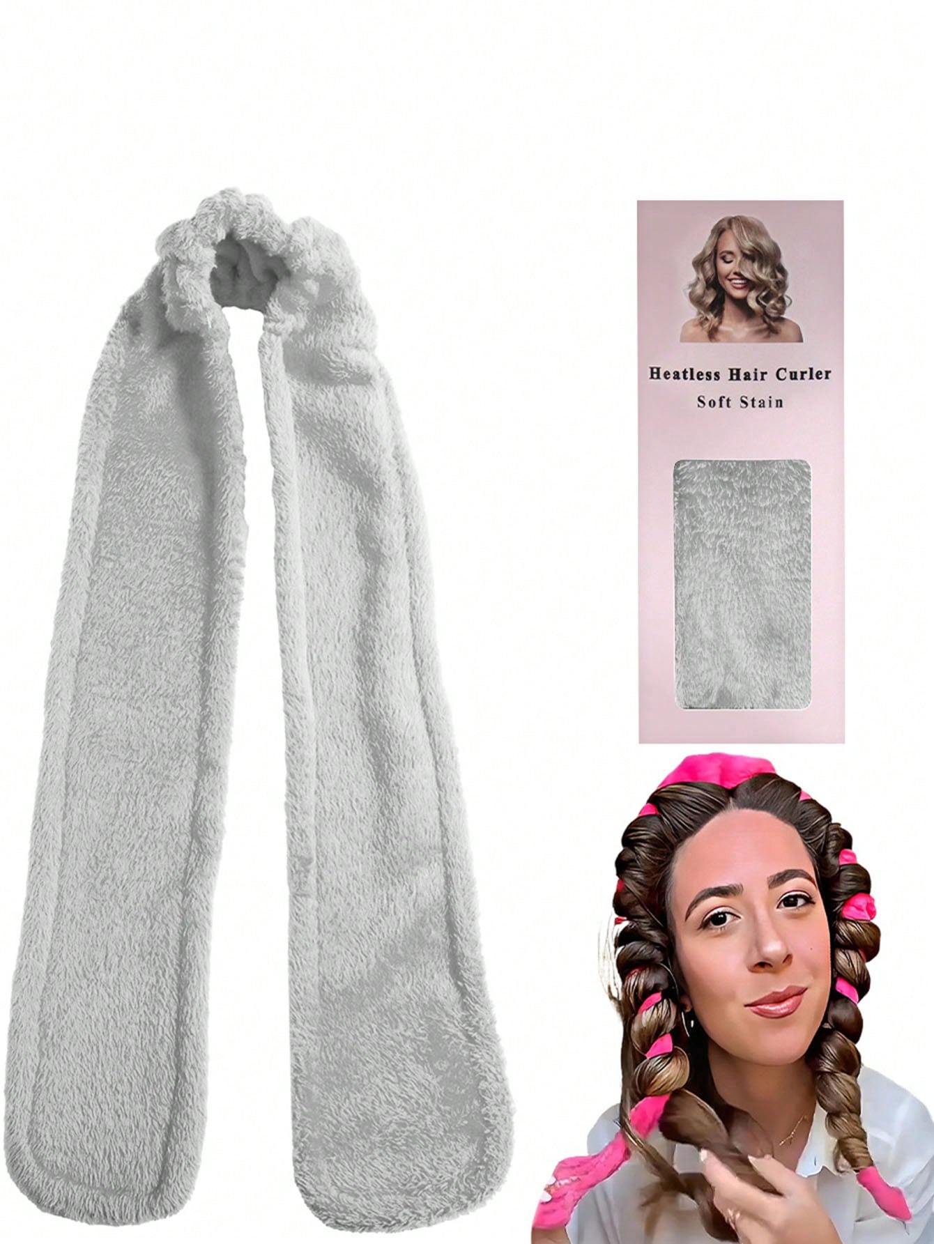 1pc, Velvet Iron Wire Non Heat Curling Rod Slouchy Curling Tool Big ...