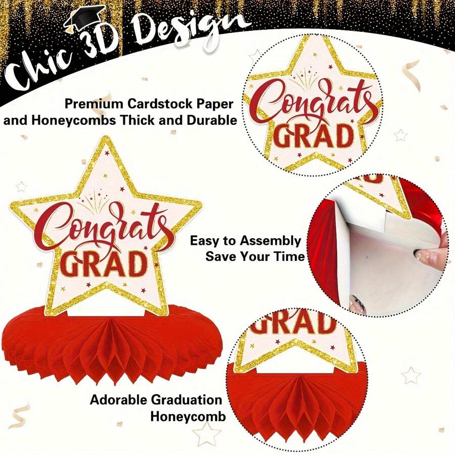 8PCS Class Of 2025 Graduation Honeycomb Centerpieces 2025 Congrats Grad ...