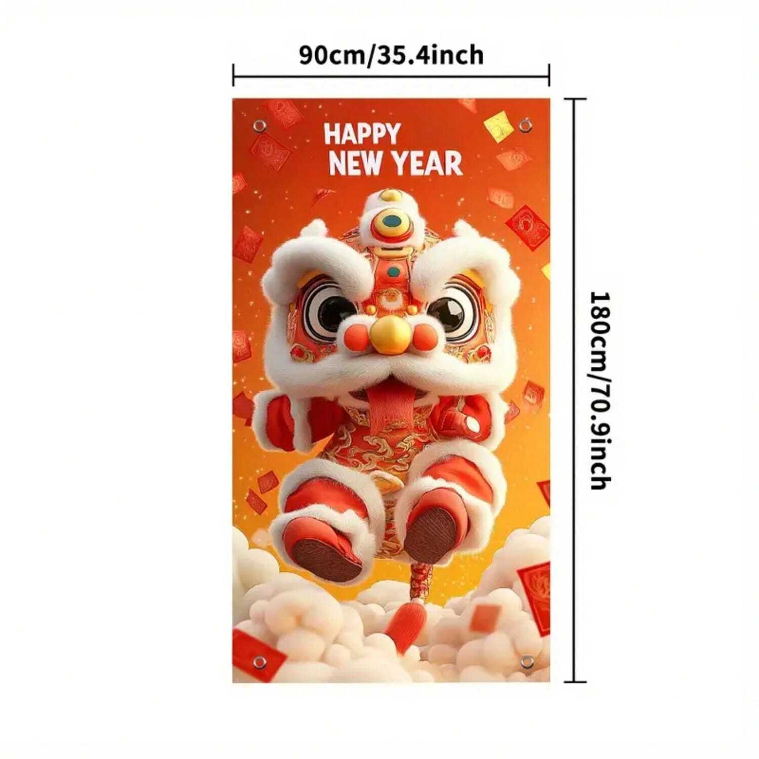 Chinese New Year Door Cover Chinese Red Lion Dance 2025 Door Banners ...