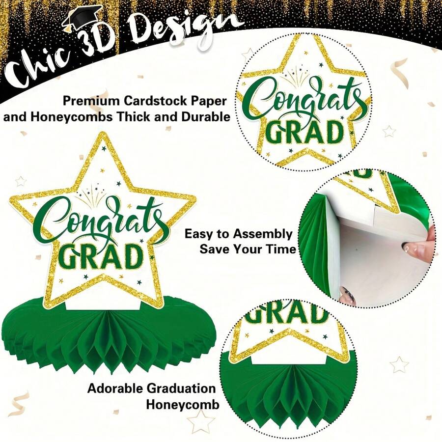 8PCS Graduation Party Decorations Green Class Of 2025 Congrats Grad ...