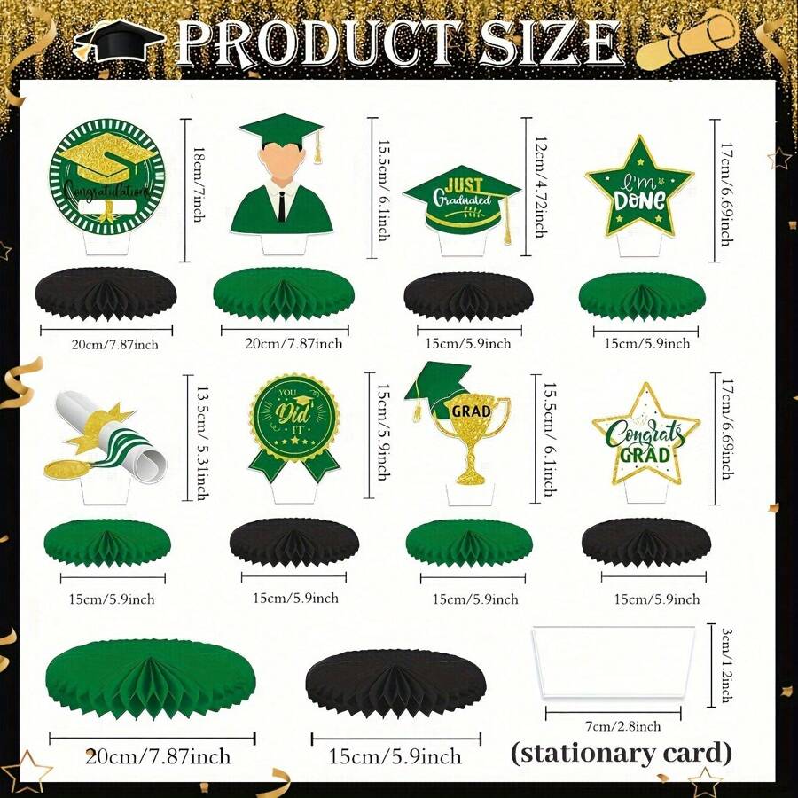 8PCS Graduation Party Decorations Green Class Of 2025 Congrats Grad ...