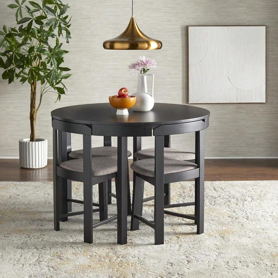 Simple Living Harrisburg Tobey 5-Piece Compact Round Dining Set Faux ...