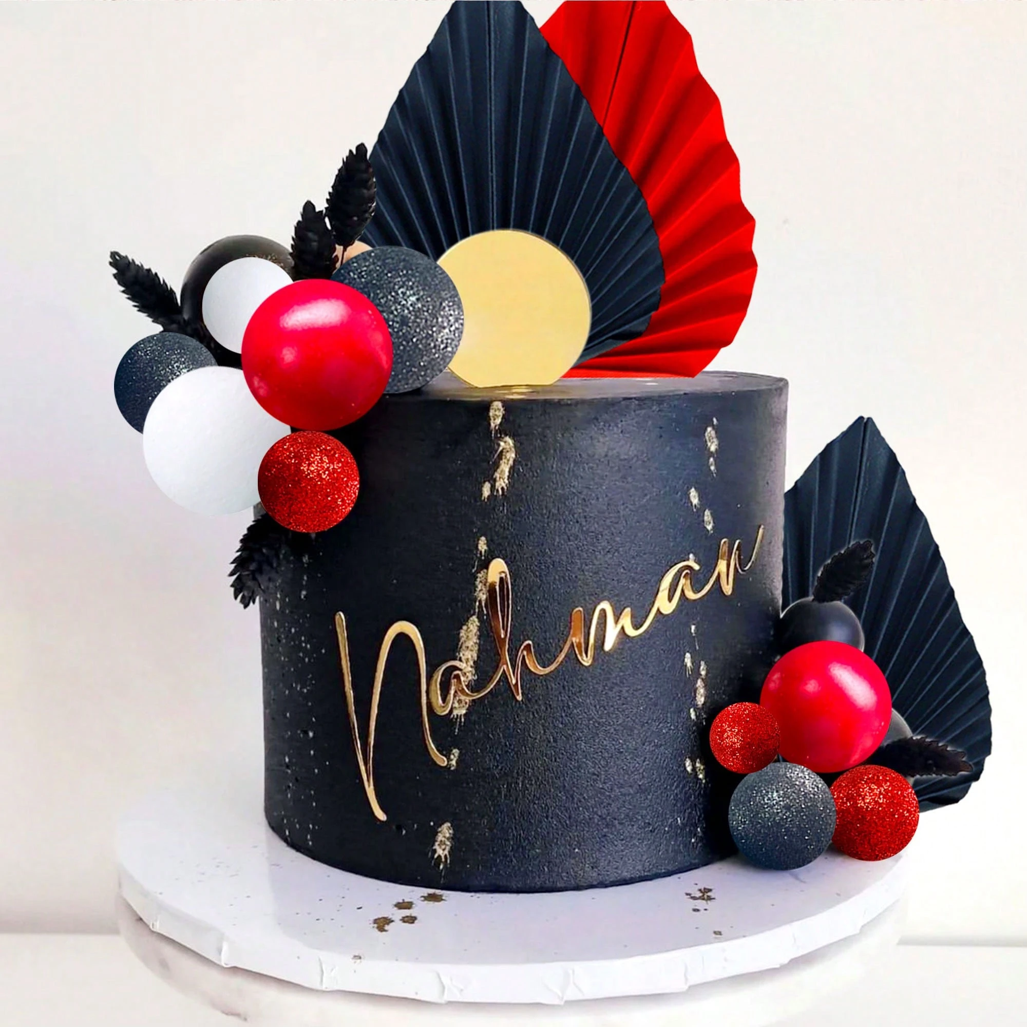 ROARING GOOD TIME Roaring Good Time Black Red Balls Cake Decoration Red ...