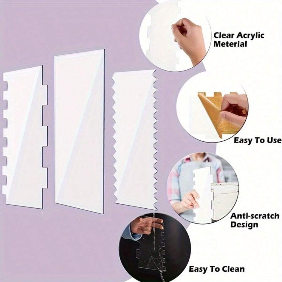 6 Pcs Cake Scrapers, Clear Acrylic Cake Stripe Edge Scrapers, Frosting ...