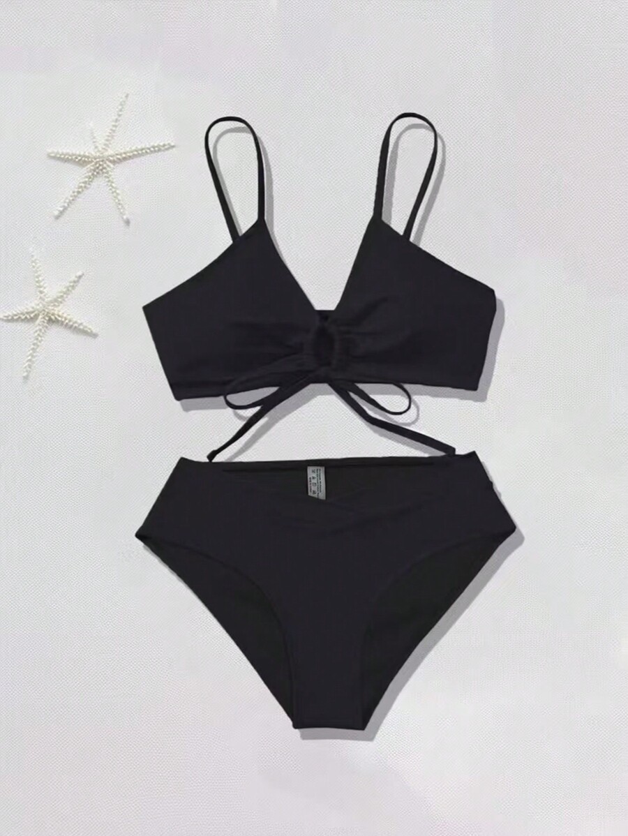 2025 New Solid Color Bikini Set, European & American Style Beach Pool ...