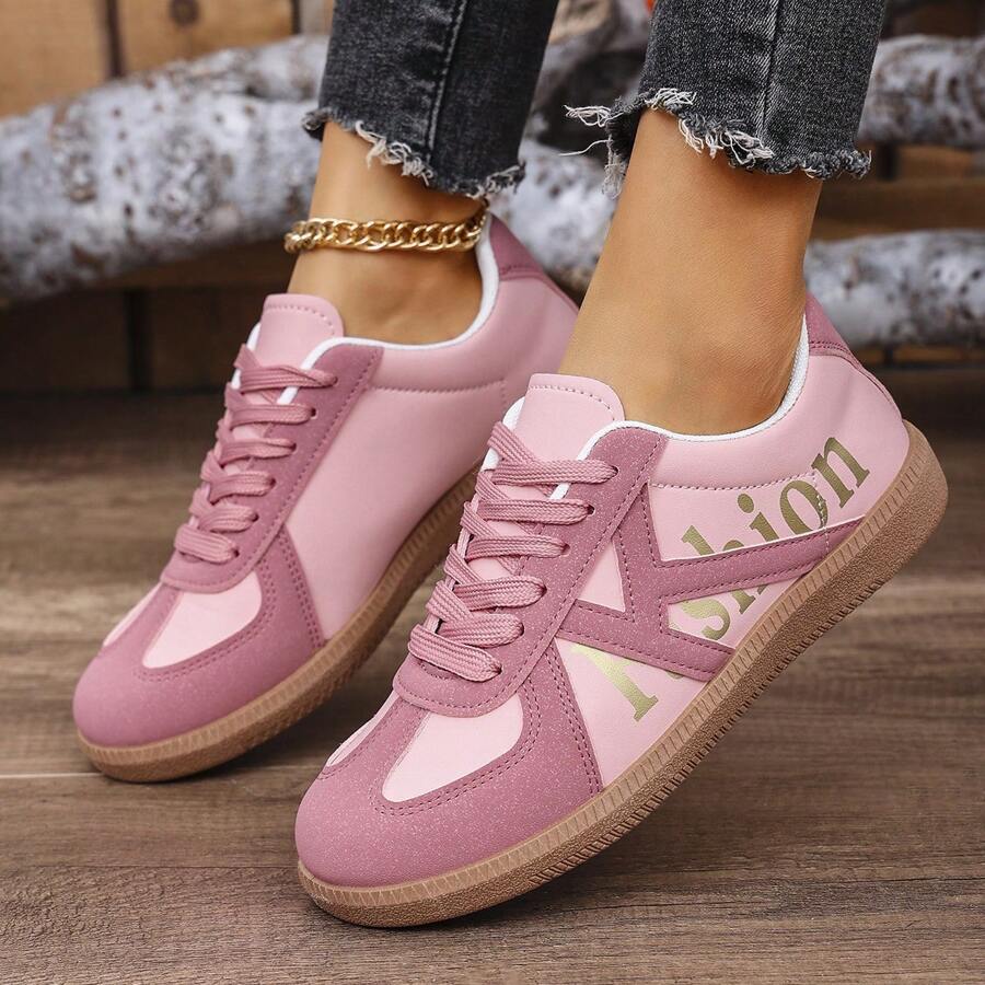 Unique Vintage Style Women Platform Sneakers, Casual Lace-Up Trainers ...