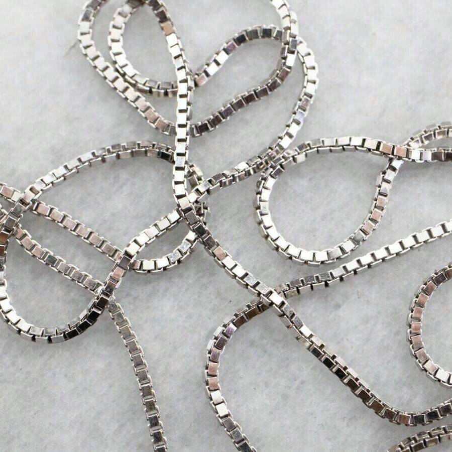 Solid Genuine 10K White Gold Box Chain | SHEIN USA