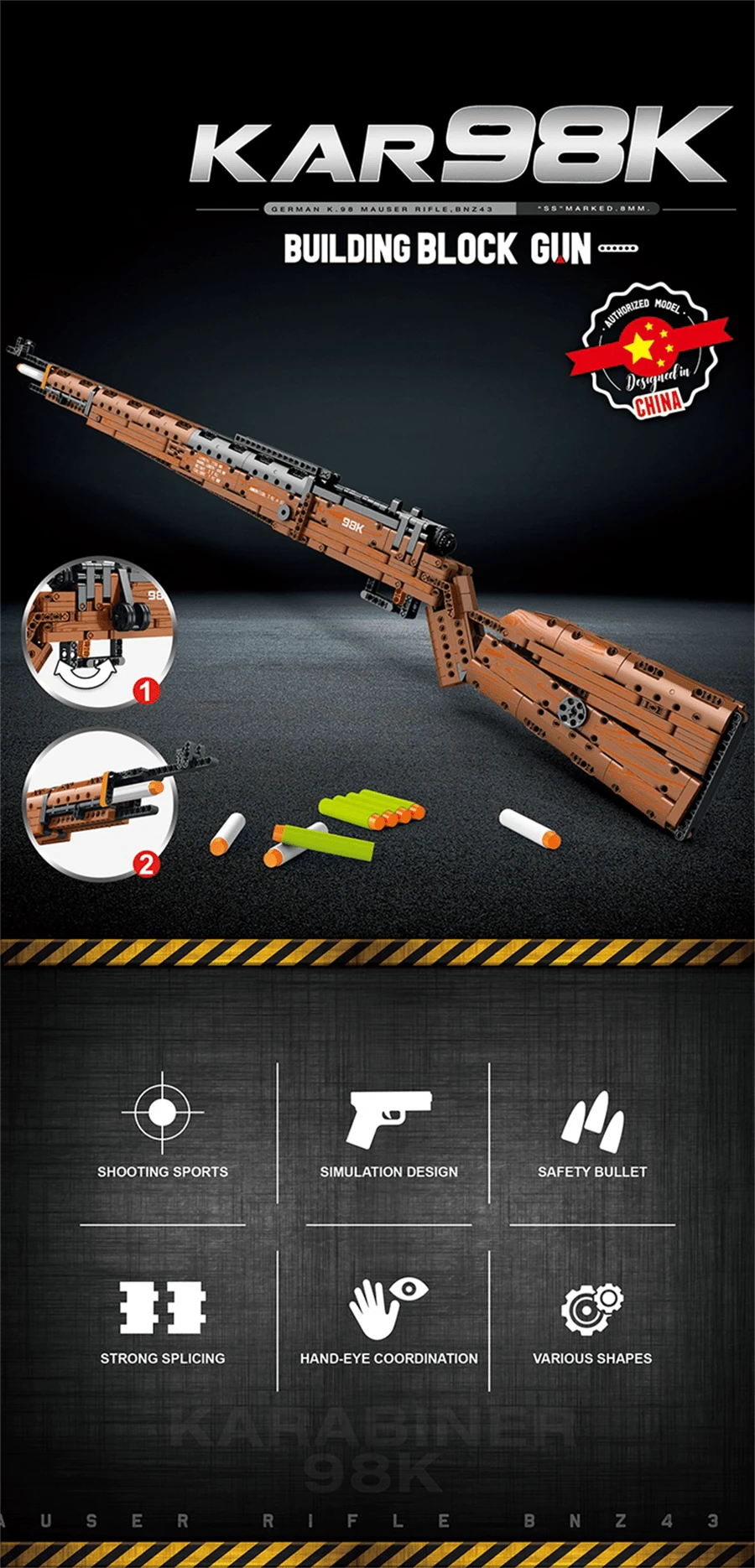 Creative Kar98K Sniper Rifle Military Weapon Building Blocks, Super ...