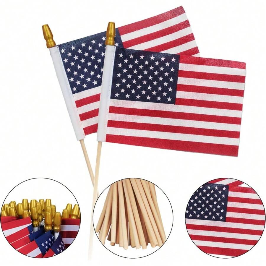 10pcs American Flag Wands, Mini Handheld US Flag Wands With Safety ...