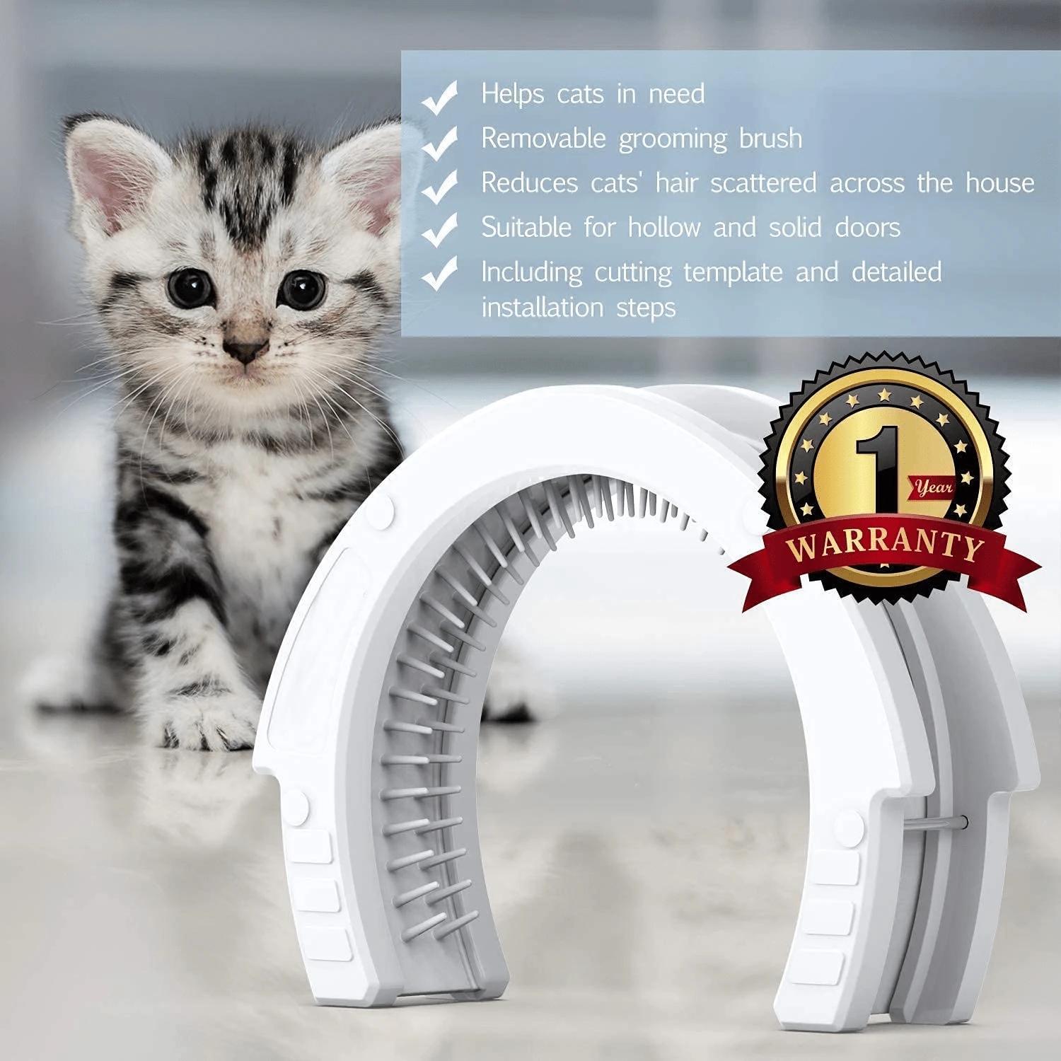 Pet Cat Door Free Entry And Exit With Scraper Indoor Cat Door Frame ...