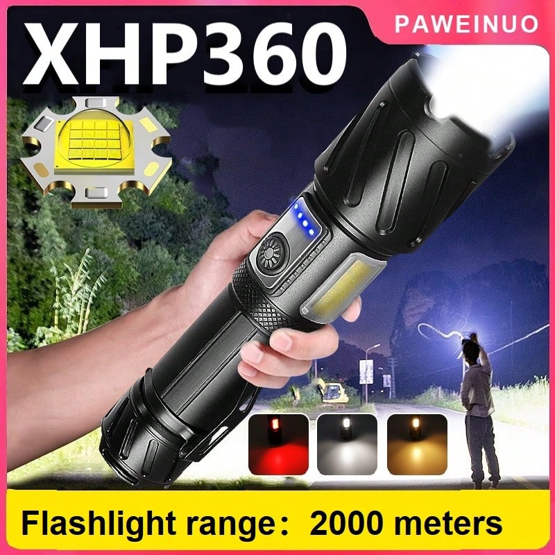 Linterna LED de alta potencia con luz COB recargable, la linterna talla ...