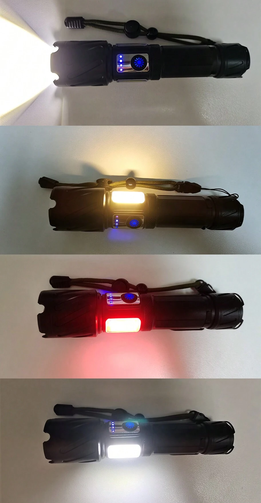 Torcia LED ad alta potenza con luce COB, Torcia ricaricabile, Torcia a ...