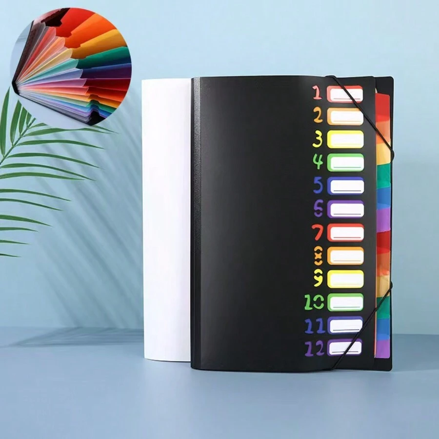 A4 Expanding File Folder With 12 Pockets - Portable Durable PP Desktop ...