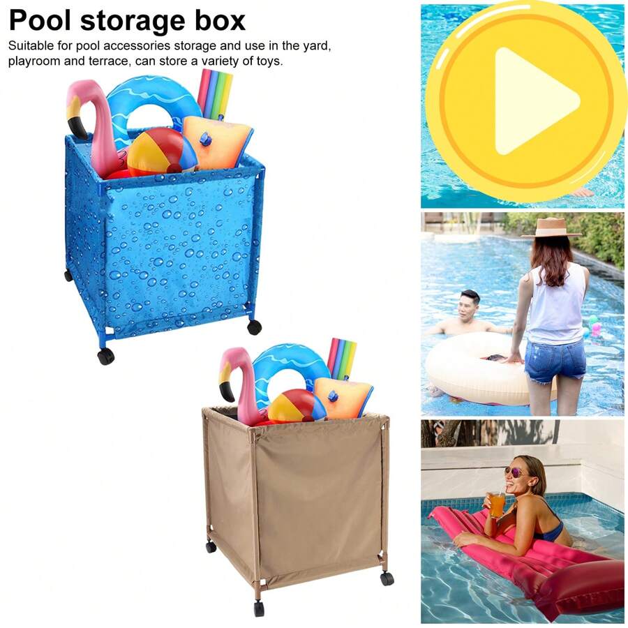 Swimming Pool Storage Box With 4 Swivel Casters Large Capacity Easy ...